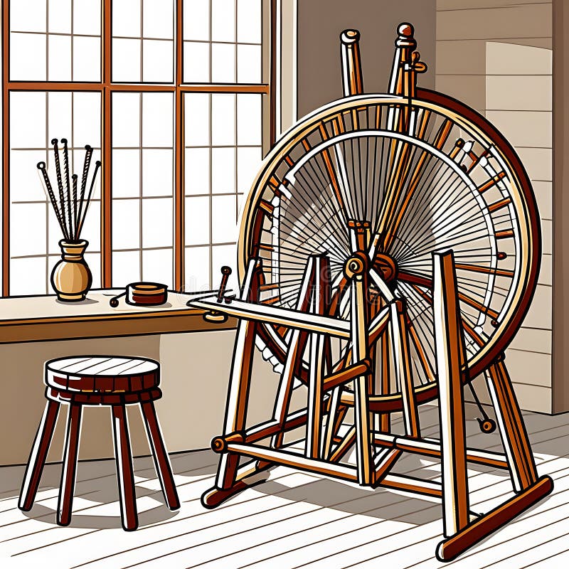 Ancient Spinning Wheel , AI-generatet Stock Illustration - Illustration ...