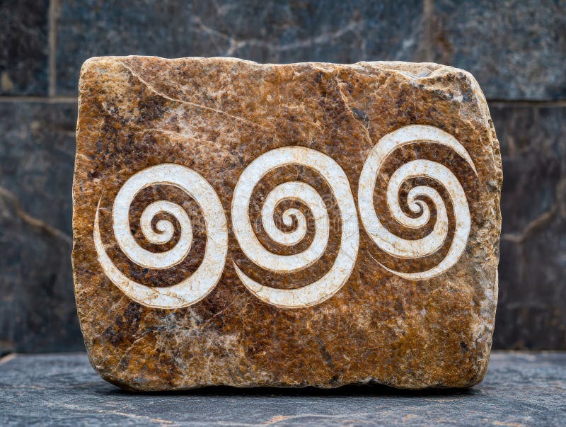 Ancient Spiral Stone Carving Stock Illustration - Illustration of ...