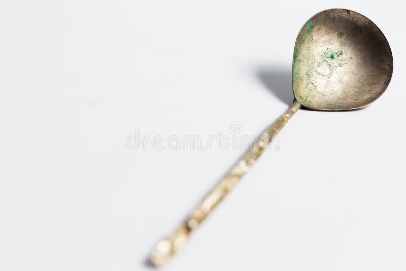 Ancient Spoon with Stamping on Old Wooden Stock Image - Image of styles ...