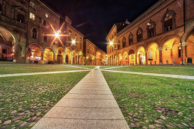 Ancient square in Bologna stock image. Image of view - 134471771