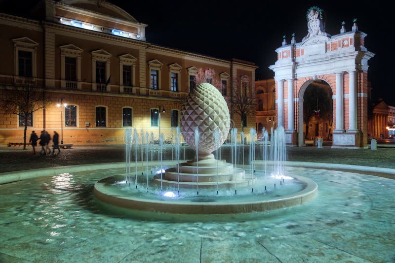 Ancient square at night stock photo. Image of fountain - 104368798