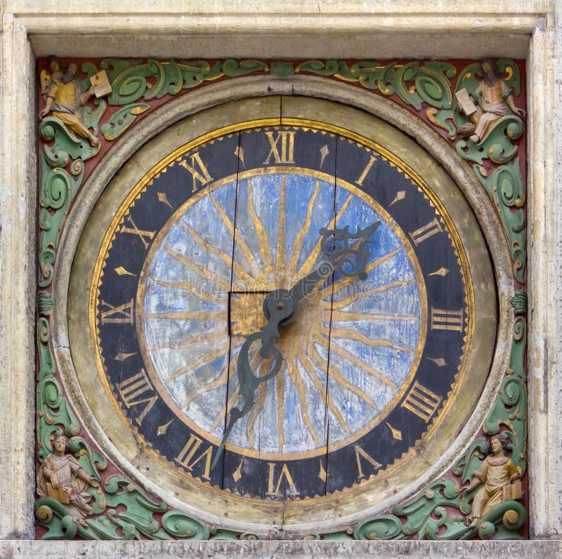 Ancient Square Wall Clock stock image. Image of minute - 33508997