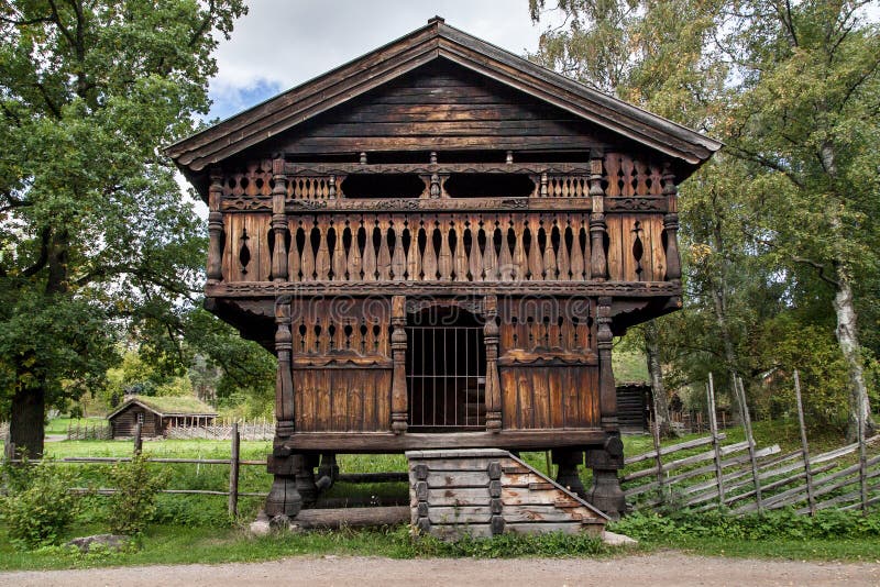 Ancient Stabbur from Hallingdal Stock Photo - Image of horizontal ...