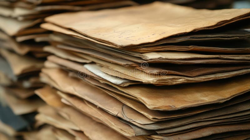 Ancient Stacks of Aged Documents and Papers, AI Stock Photo - Image of ...