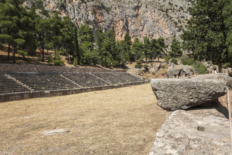 Ancient Stadium at Delphi in Greece Stock Image - Image of ...
