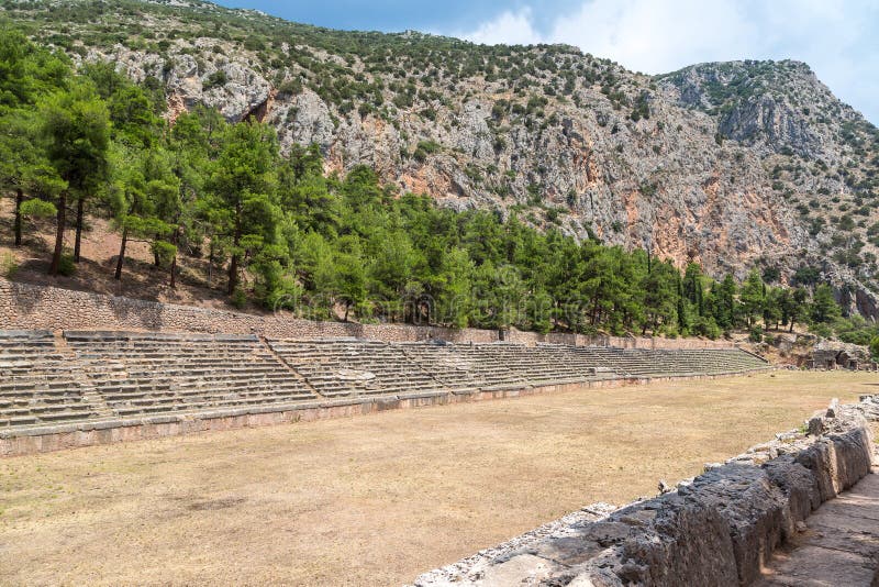 Ancient stadium in Delphi editorial stock image. Image of stone - 187919999