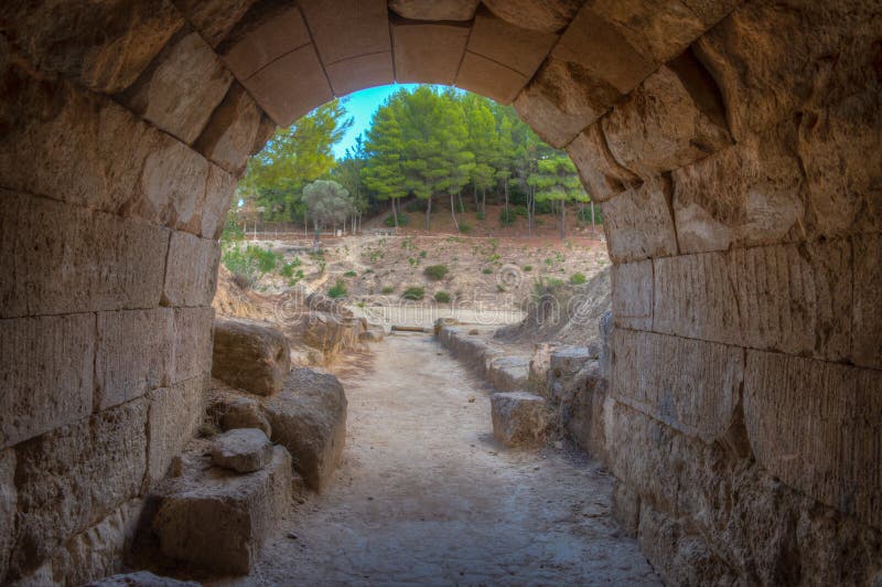 Ancient Stadium of Nemea in Greece Stock Image - Image of entrance ...