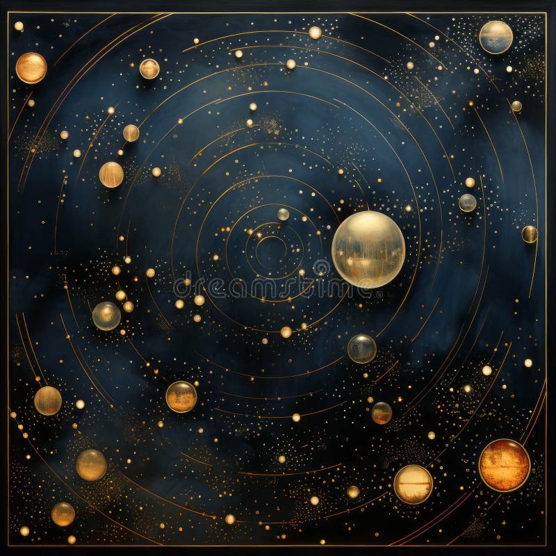 Ancient Star Map with Constellations Stock Illustration - Illustration ...
