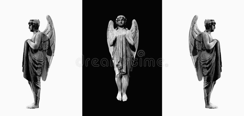 An Ancient Statue of Angel in Profile and Full Face Stock Image - Image ...