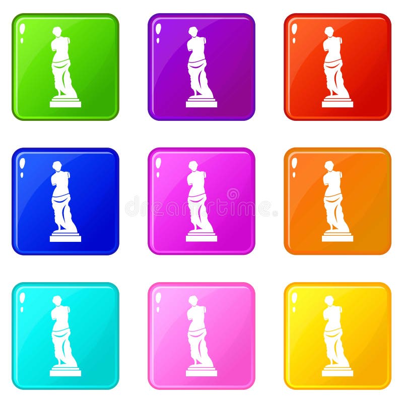 Ancient statue icons 9 set stock vector. Illustration of goddess - 96334190