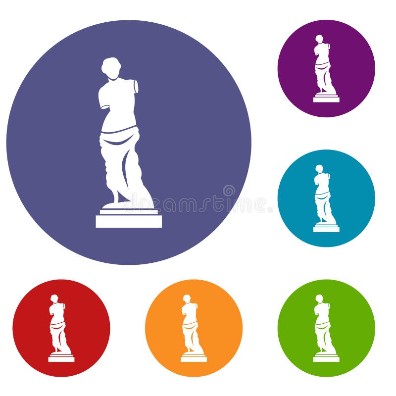 Ancient Statue Icon Set Color Hexahedron Stock Vector - Illustration of ...
