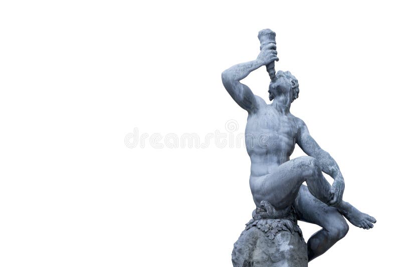 Ancient Statue Isolated on White Background - a Man Drinking from the ...