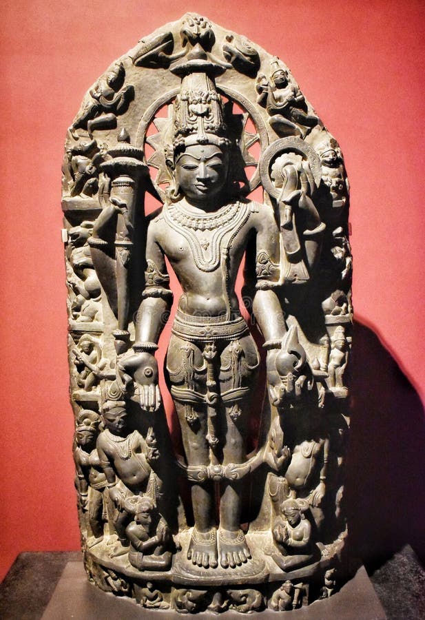 An Ancient Statue of Lord Vishnu Stock Photo - Image of preservation ...