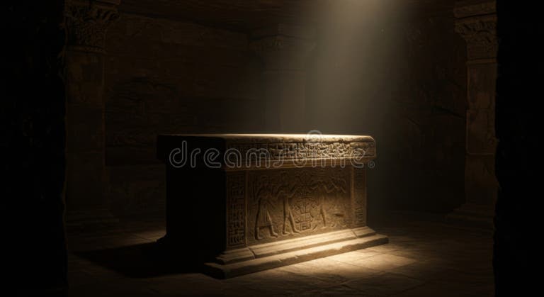 Ancient Stone Altar in Dark Underground Chamber Stock Illustration ...