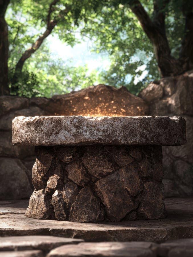 Ancient Stone Altar in Forest Stock Illustration - Illustration of ...
