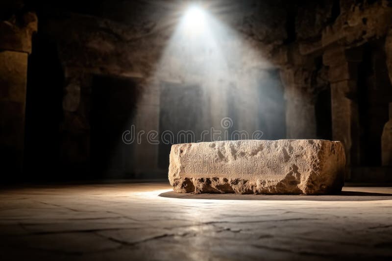 Ancient Stone Altar in Mysterious Cave with Sunbeam Highlight Stock ...