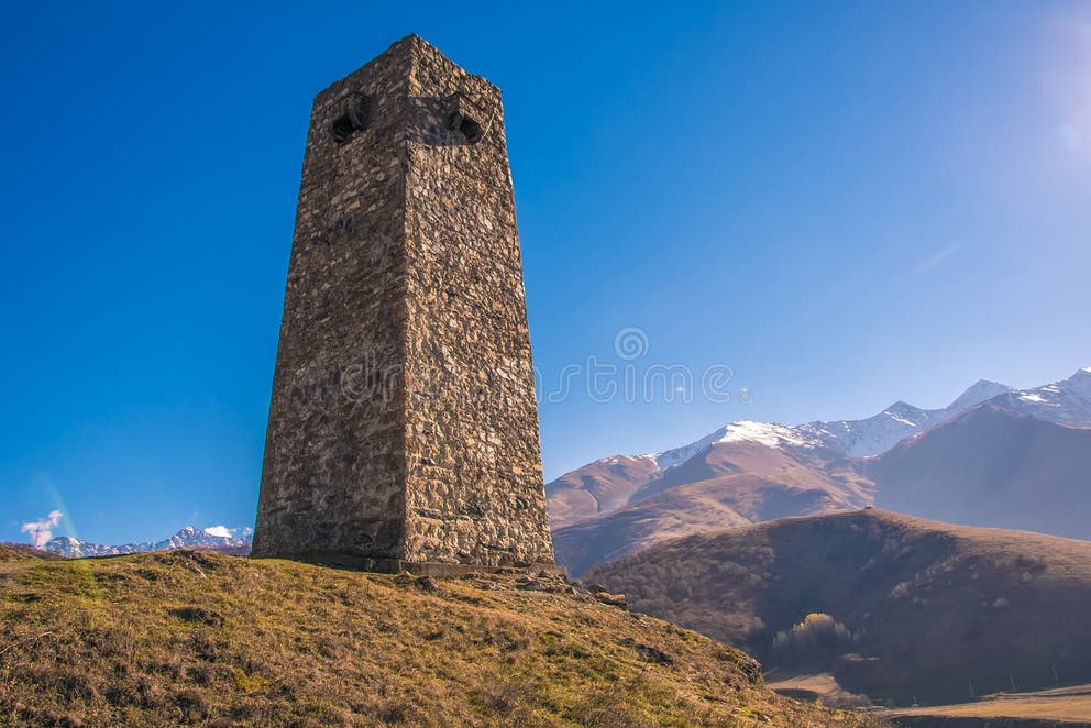 Ancient Stone Ancestral Tower in the Mountains Stock Photo - Image of ...