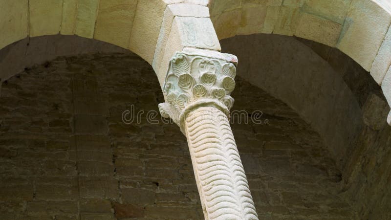 Ancient Stone Arches with a Patterned Column of a Spanish Medieval ...