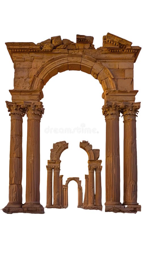Ancient Stone Arches Under Clear Blue Sky Stock Illustration ...