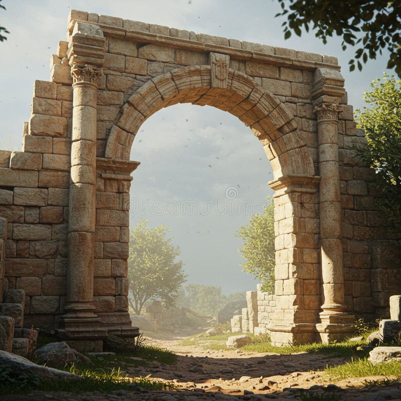 Ancient Stone Archway Comprised of Rectangular Blocks, Featuring ...