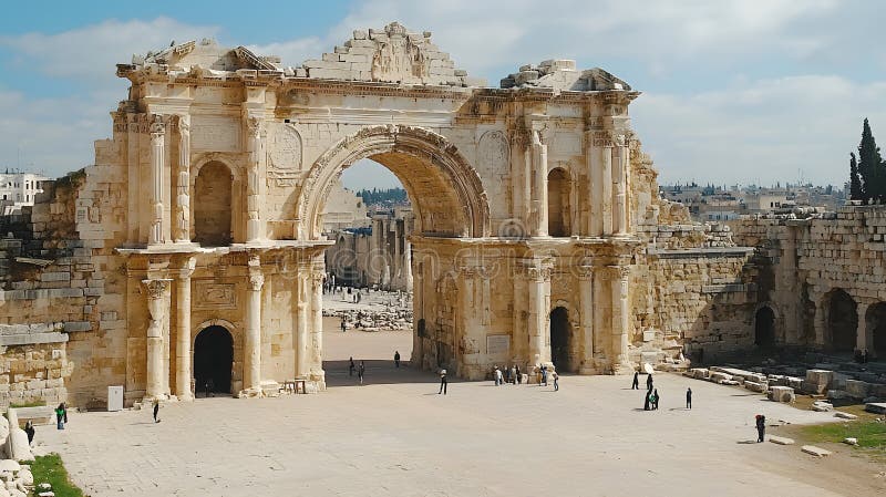 Ancient Stone Archway of a Historical Monument Stock Illustration ...