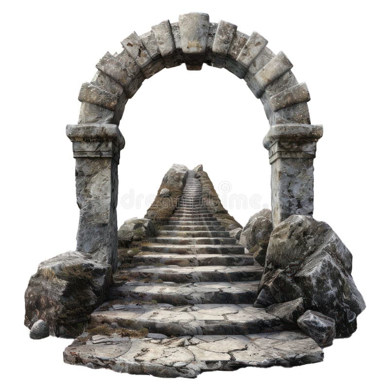 Ancient Stone Archway Leading To Stone Steps on a Hill Stock Image ...