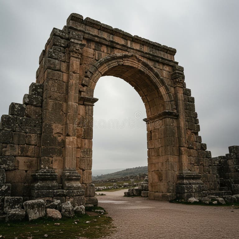 Ancient Stone Archway Made of Large, Rectangular Blocks Stands Amidst a ...