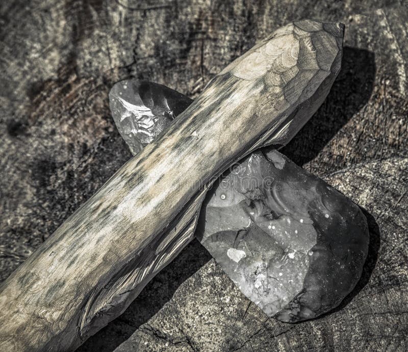 Ancient Stone Dagger. Historical Knife with Bone Handle Stock Image ...