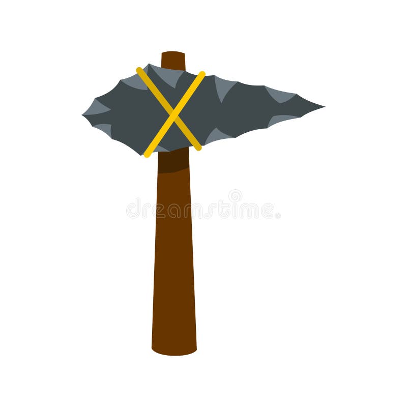 Ancient Stone Axe Icon, Flat Style Stock Vector - Illustration of brown ...