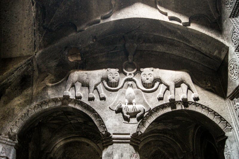 Ancient stone bas-reliefs. editorial photography. Image of illumination ...