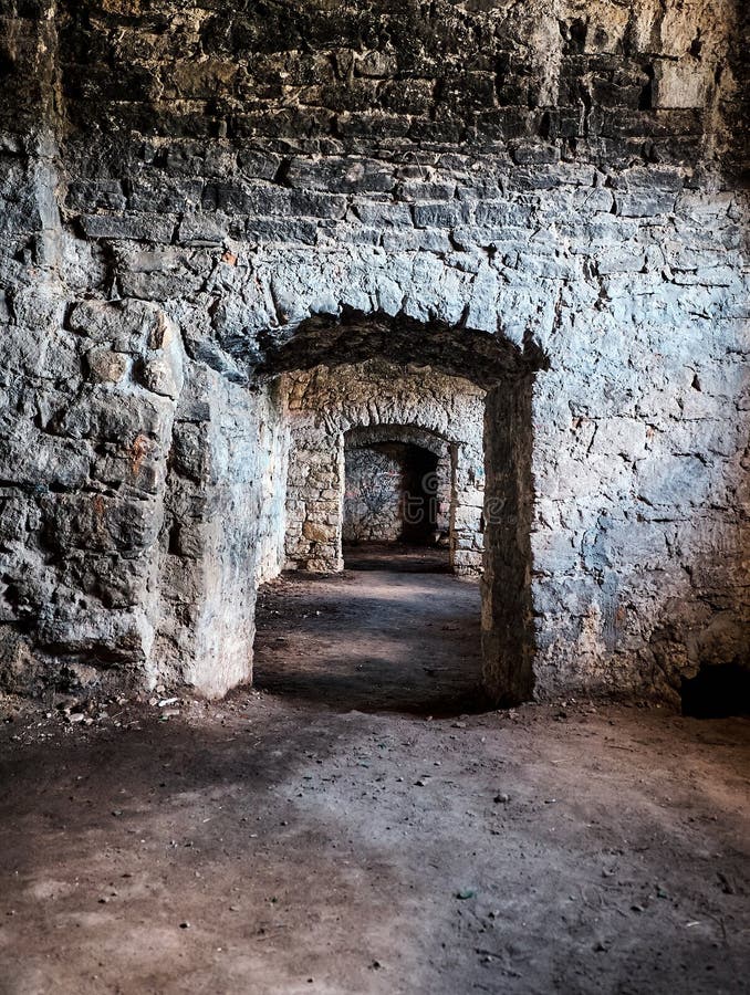 Ancient Stone Basement with Arches. Stock Image - Image of building ...