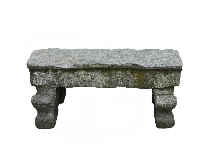 Ancient Stone Bench on Isolated Background Stock Image - Image of ...