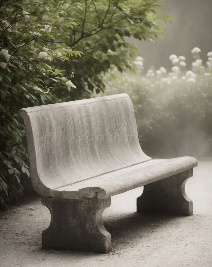 Ancient Stone Bench in a Secluded Garden. Stock Photo - Image of ...