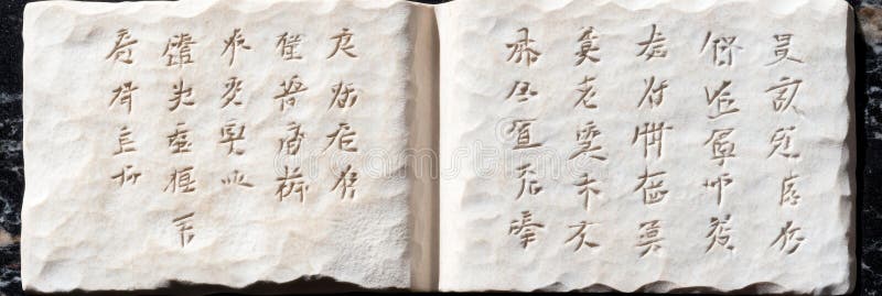 Ancient Stone Book Pages a Closeup of Aged Stone Pages Inscribed with ...