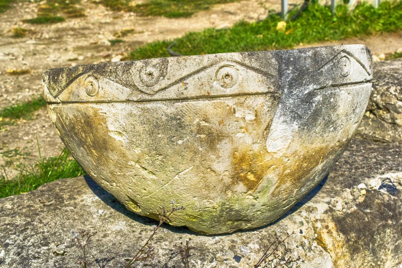 Ancient stone bowl stock photo. Image of historical, figure - 80461804
