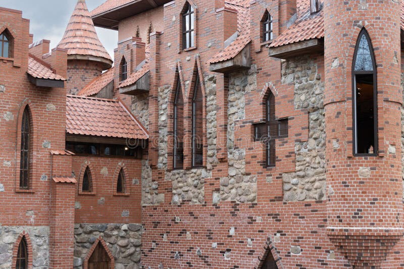 Ancient Stone and Brick Medieval Castle with Loopholes Stock Image ...