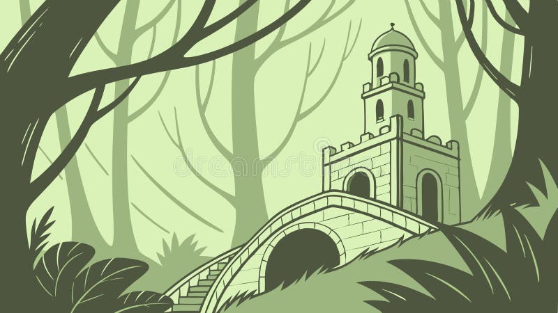 Ancient Stone Bridge in Enchanted Forest, Mysterious Historical Path ...