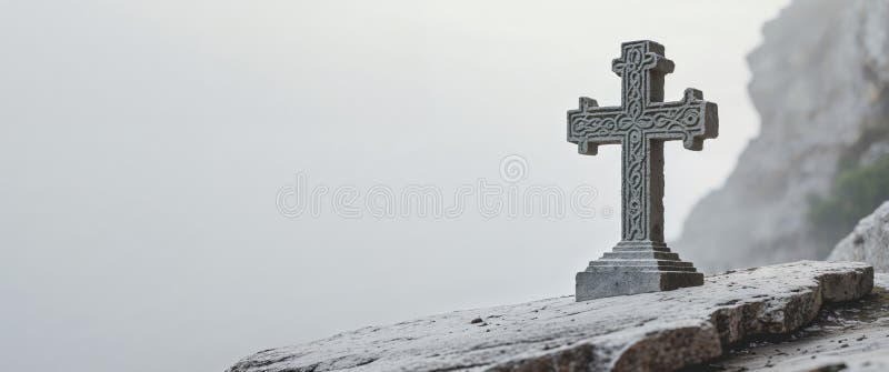 Ancient Stone Carved Cross Symbol on Rock Stock Photo - Image of stone ...