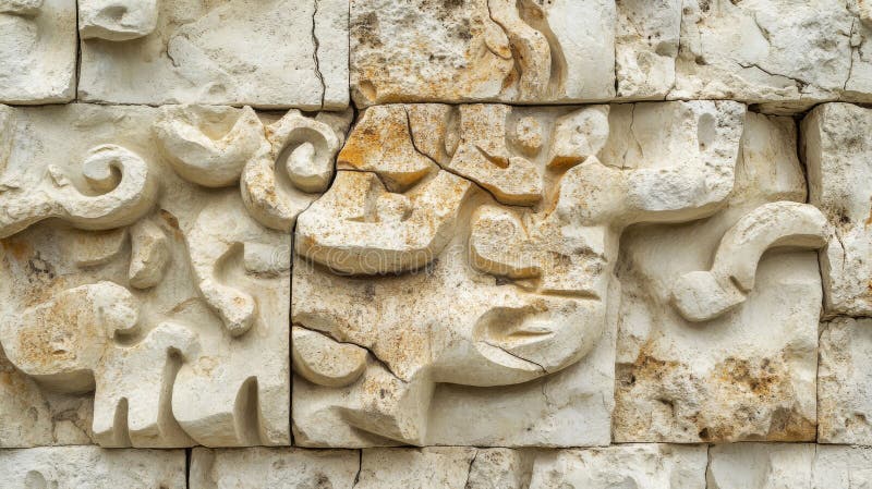 Ancient Stone Carving Wall Relief Texture Detail Stock Illustration ...