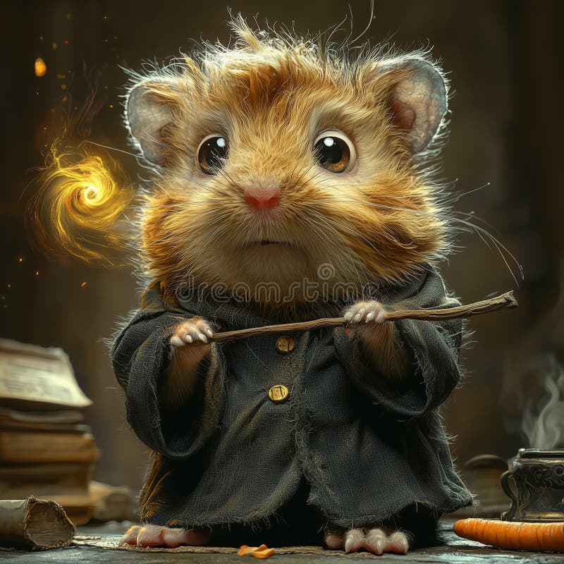 Mighty Hamster Wizard and the Floating Carrot Stock Illustration ...