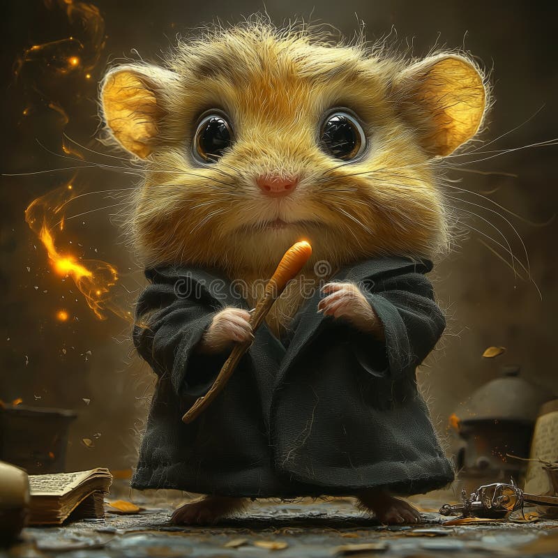 Mighty Hamster Wizard and the Floating Carrot Stock Illustration ...