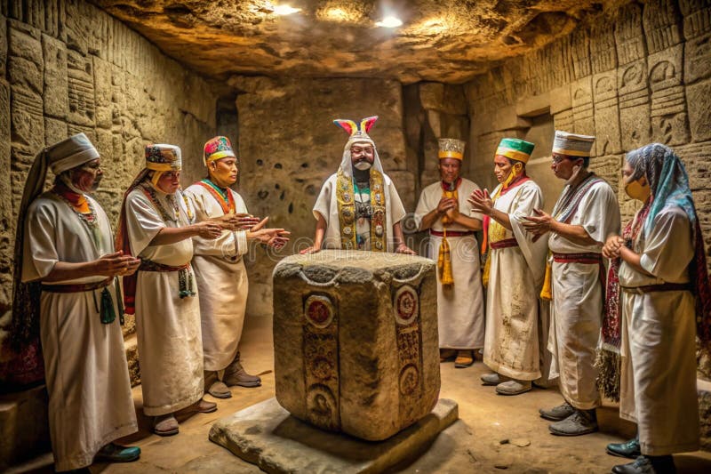 Ancient Stone Chamber Ritual with Tribal Elders and Sacred Altar ...