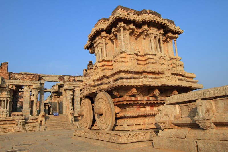 The Ancient Stone Chariot at Hampi, India Stock Image - Image of hill ...