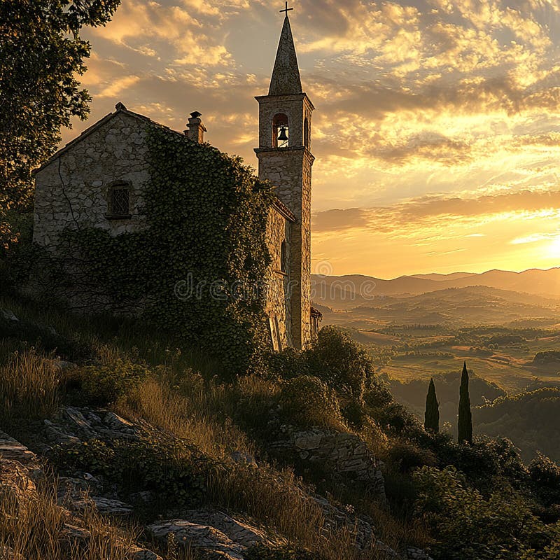 An Ancient Stone Church on a Hilltop with Ivy Creeping Up Its Walls ... An Ancient Stone Church on a Hilltop with Ivy Creeping Up Its Walls ...