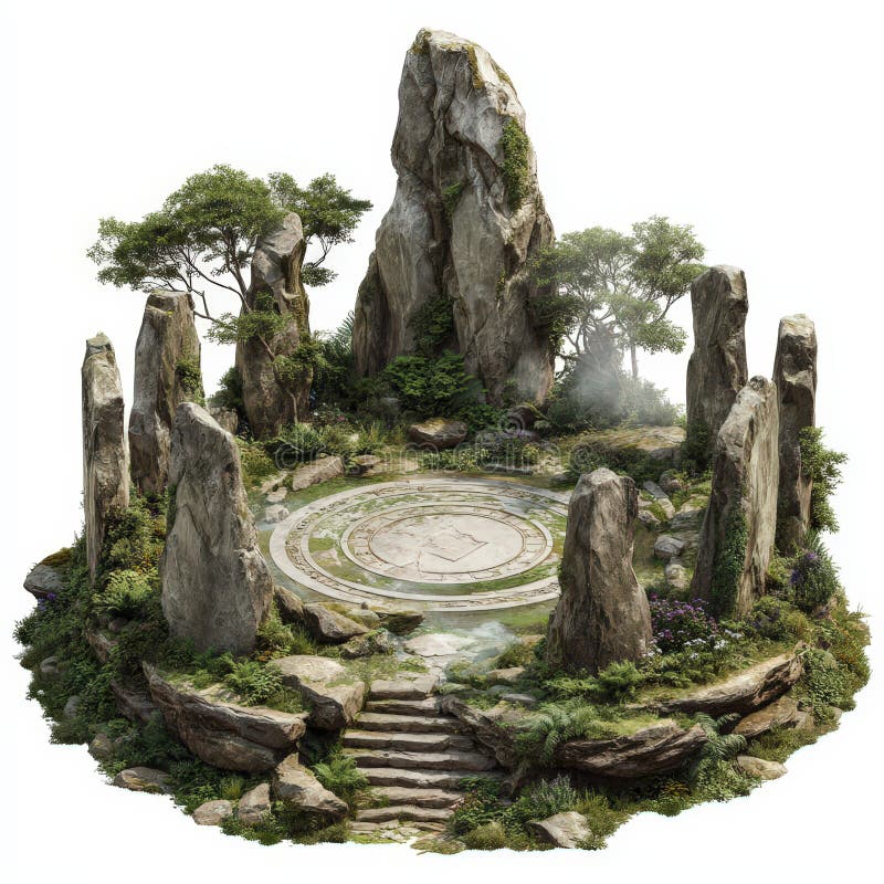 Ancient Stone Circle Altar on White Background Stock Illustration ...