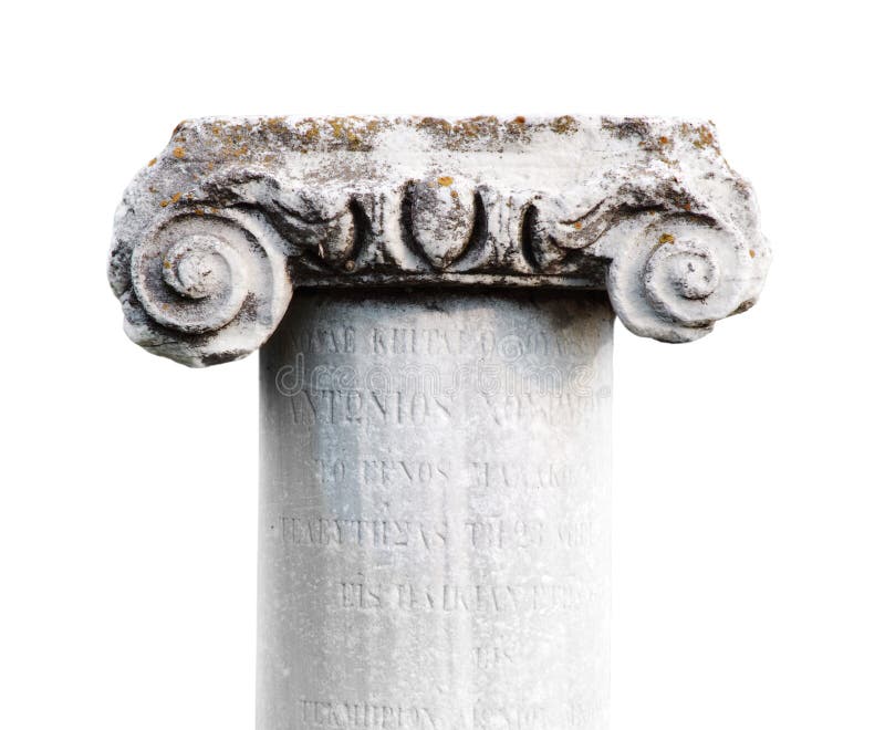 Ancient Greek Ionic Column Isolated on White Stock Image - Image of ...
