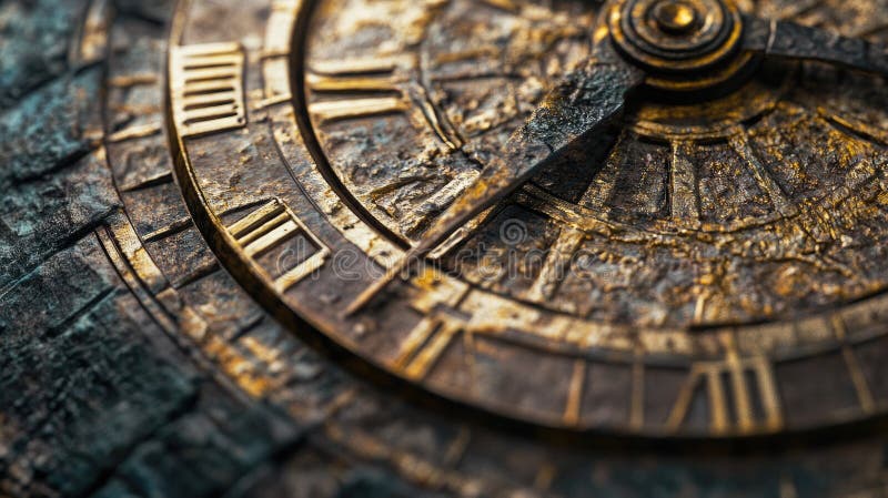 Ancient Stone Clock with Roman Numerals, Textured and Weathered ...