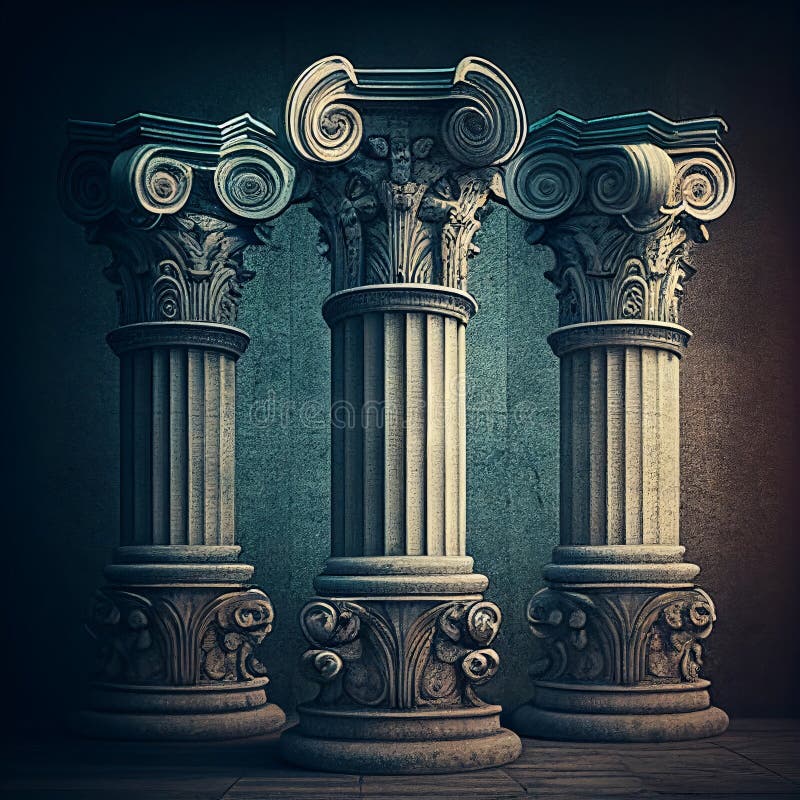 Ancient Stone Column Drawing Generative AI Stock Illustration ...