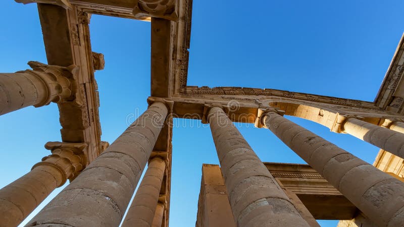Ancient Stone Columns Against Blue Sky, Hatra Iraq Stock Photo - Image ...
