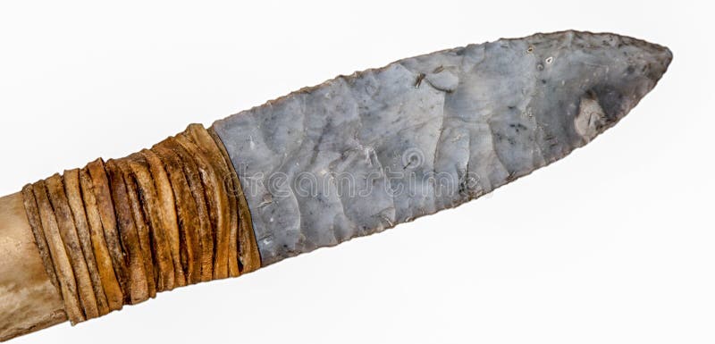 Ancient Stone Dagger. Historical Knife with Bone Handle Stock Image ...